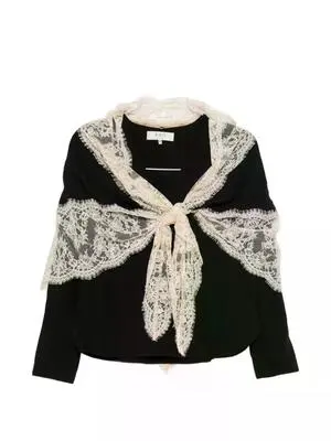 Sea Lace-trim Blouse - Black