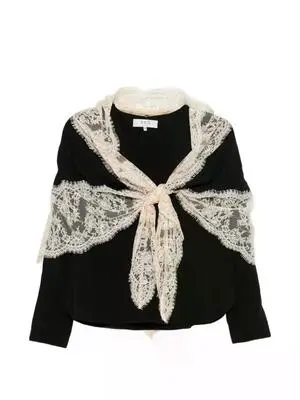 Sea Lace Trim Blouse - Black