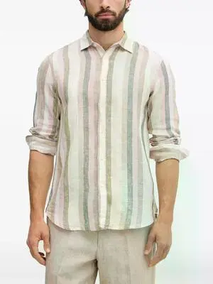 BENETTON Striped Linen Shirt - Neutrals