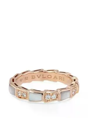 BVLGARI 2020 Serpenti Viper Rose Gold Mother-of-pearl And Diamond Ring - Pink