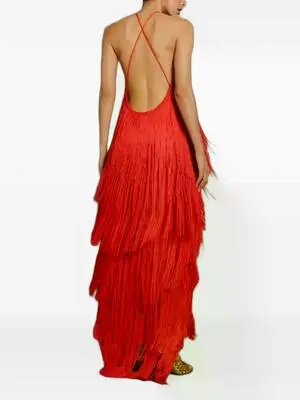 BLESS Fringe-trimmed Tiered Maxi Dress