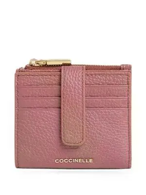 COCCINELLE Metallic Grained Leather Wallet - Pink