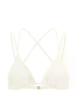 MAISON ANAMI Crossover-strap Ruched Bikini Top - Neutrals