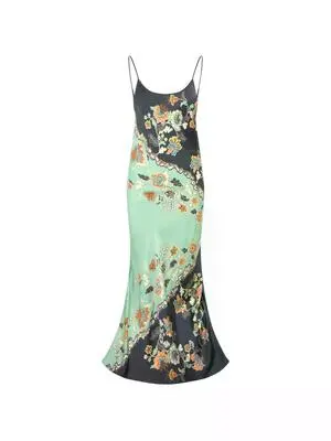 Roberto Cavalli Floral-print Backless Maxi Dress - Green