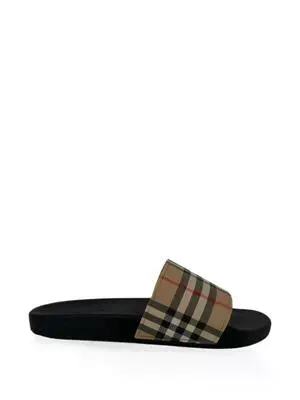 Burberry Check-print Slide Sandals - Neutrals