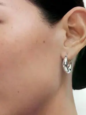 YOJ Mini Faliin Chubby Hoop Earrings - Silver
