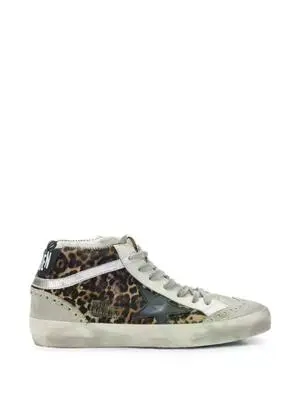 GOLDEN GOOSE Mid Star Leopard-print Sneakers - Brown