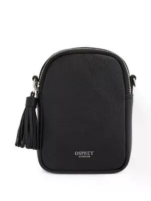 OSPREY LONDON Stella Tassel Detail Phone Bag - Black