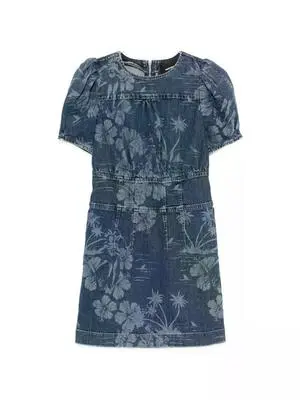 MARCO BOLOGNA Floral-print Puff-sleeve Mini Dress - Blue