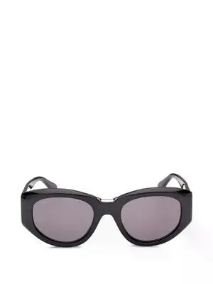 Max Mara Shiny Oval-frame Sunglasses - Black