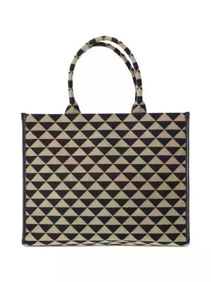 Prada Symbole Embroidered Tote Bag - Neutrals