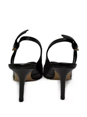 Dior Leather Pointed Toe Slingback Pumps With Cd Metal Logo - Black