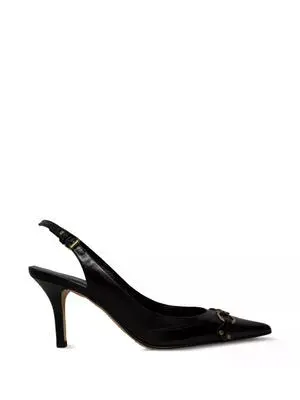 Dior Leather Pointed Toe Slingback Pumps With Cd Metal Logo - Black