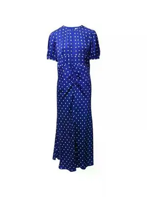 SELF-PORTRAIT Polka-dot Ruched Midi Dress