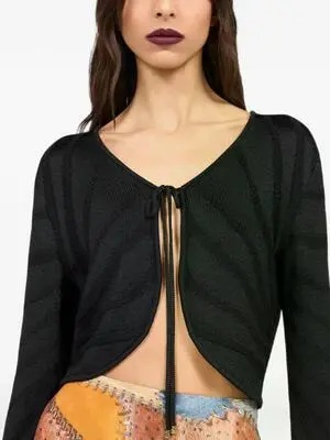 Roberto Cavalli Chevron-knit Tie-fastening Cardigan