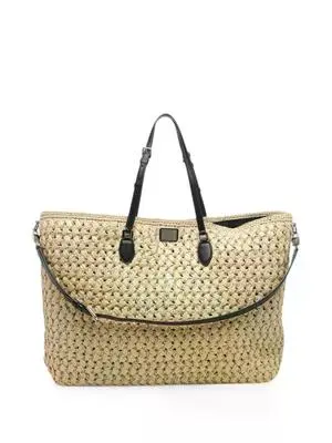 Dolce & Gabbana Atene Logo-plaque Raffia-effect Tote Bag