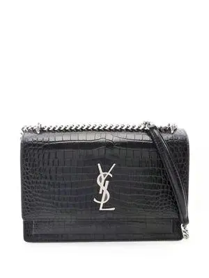 Saint Laurent 2010s Medium Sunset Leather Shoulder Bag - Black