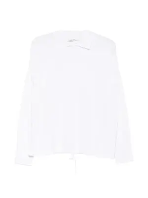 Liviana Conti Polo Collar Sweater With Drawstring Hem - White