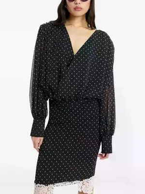 ROTATE BY BIRGER CHRISTENSEN Floral-print Lace-hem Midi Skirt