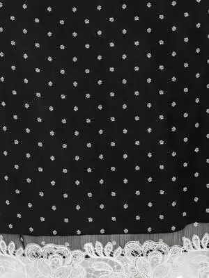 ROTATE BY BIRGER CHRISTENSEN Floral-print Lace-hem Midi Skirt