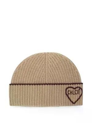 Chloé Ribbed-knit Beanie Hat - Neutrals