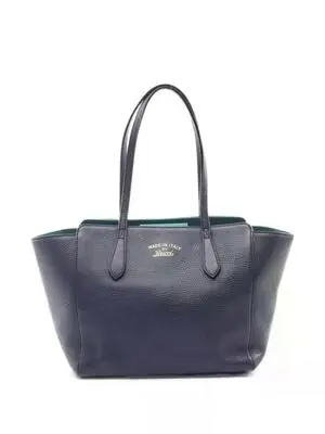 Gucci 2000s Swing Leather Tote Bag - Blue