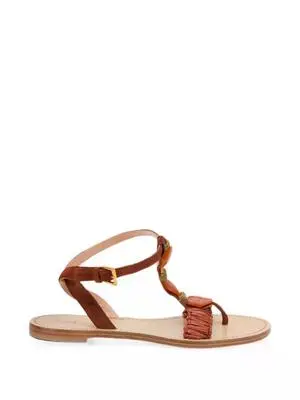 Alberta Ferretti Embellished Woven Sandals - Brown
