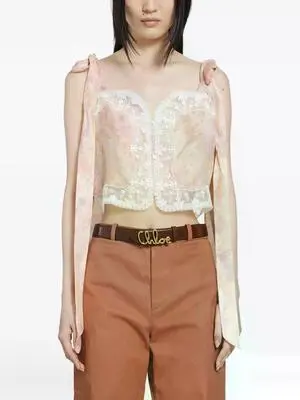 Chloé Floral-print Lace-trim Top