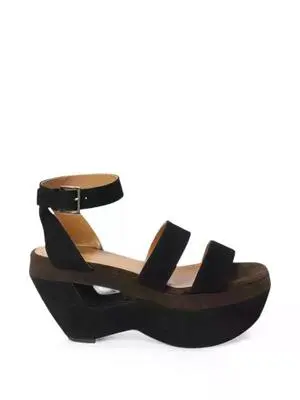 Alaïa Suede Platform Wedge Sandals - Black