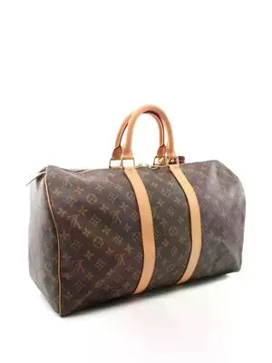 LOUIS VUITTON Monogram Keepall Boston Bag - Brown