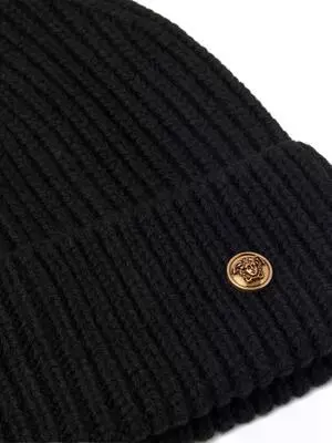 Versace Ribbed Wool-knit Beanie With Medusa Hardware
