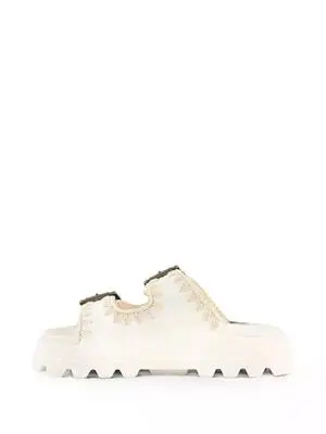 Mou Eva Crochet-trim Buckle Slides