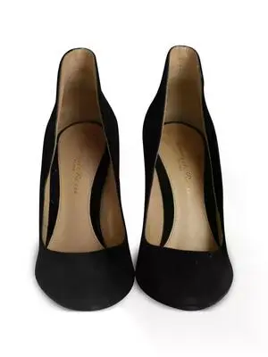 GIANVITO ROSSI Suede Flared Heel Pumps - Black