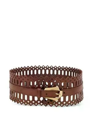 Alberta Ferretti Perforated Leather Belt - Brown