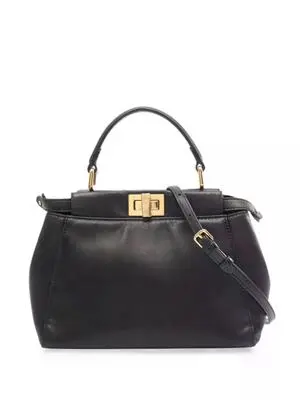 Fendi 2000s Mini Peekaboo Two-way Leather Handbag - Black