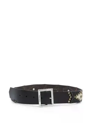 GOLDEN GOOSE Studded Pony-hair Belt - Black