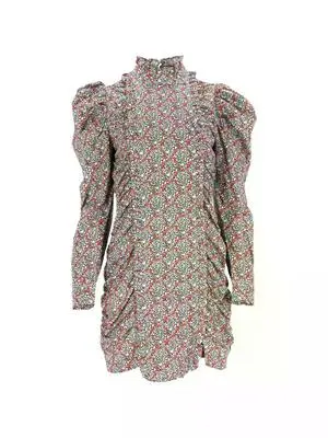 GANNI Floral-print Ruched Mini Dress - Black