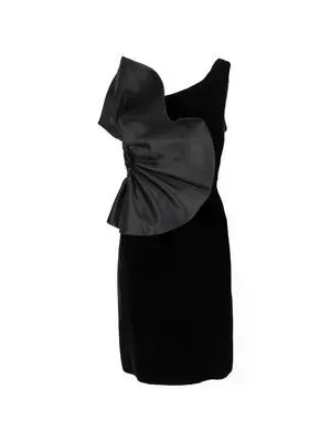 Giorgio Armani Velvet Midi Dress With Bow Detail - Black