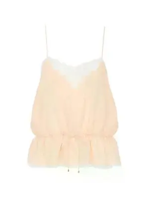 Chloé Lace-trim Silk Top - Neutrals