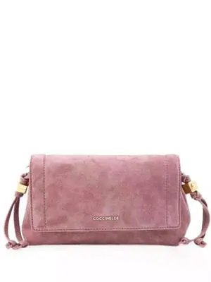 COCCINELLE Mini Suede Shoulder Bag With Logo Lettering - Pink