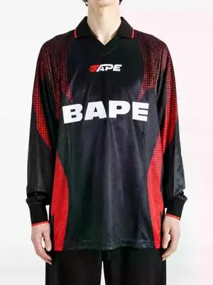 A BATHING APE Logo-print Long-sleeve Polo Shirt - Black