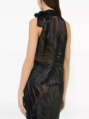 Roberto Cavalli Ray Pattern Bow Detail Halterneck Top