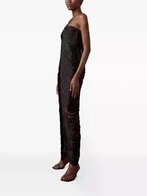 ELDORADO Halterneck Maxi Dress With Fringe Detailing - Black