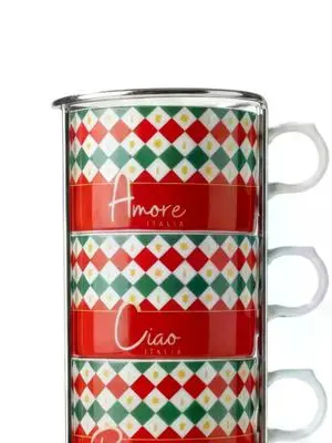 BIALETTI Tricolore Check-print Cups - Red