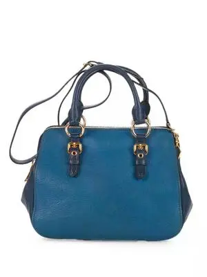 Miu Miu Madras Buckled-handles Tote Bag - Blue