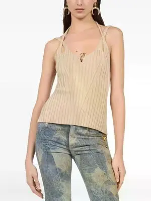 Roberto Cavalli Ribbed-knit Halterneck Top