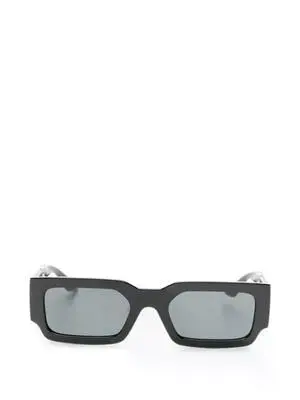 Versace Greca-detail Rectangle-frame Sunglasses - Black