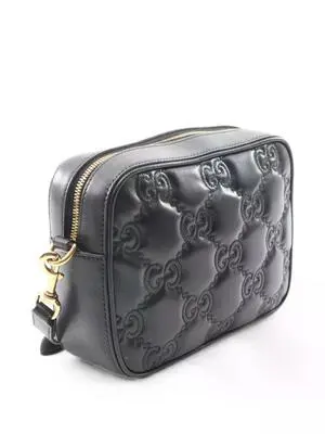 Gucci Small Monogram Matelassé Shoulder Bag - Black