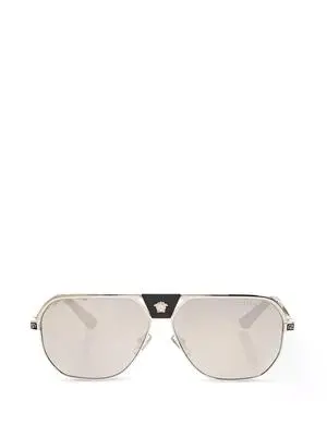 Versace Greca-detail Pilot Frame Sunglasses - Silver