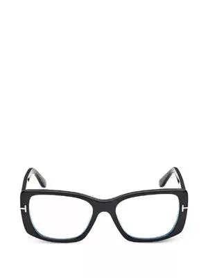 TOM FORD T-motif Rectangle-frame Glasses - Black